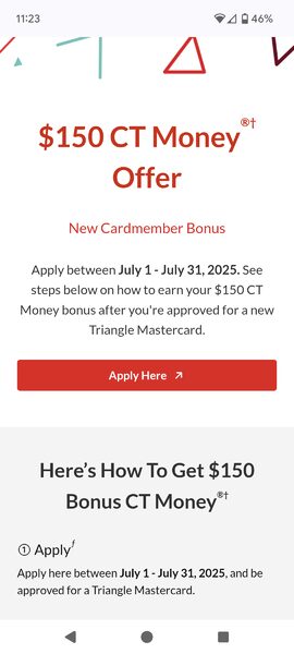 [Canadian Tire] Future Deal: $150 CT Money Bonus for Triangle ...