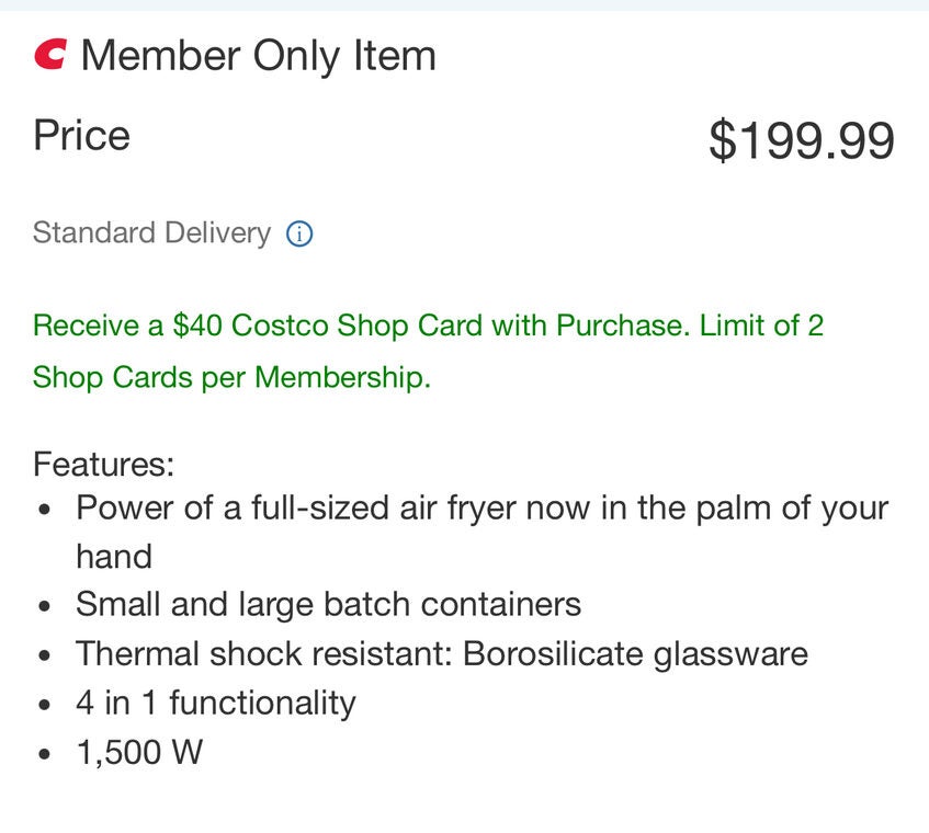 [Costco] Ninja Crispi $199 + $40 Costco shop card (online and Members ...