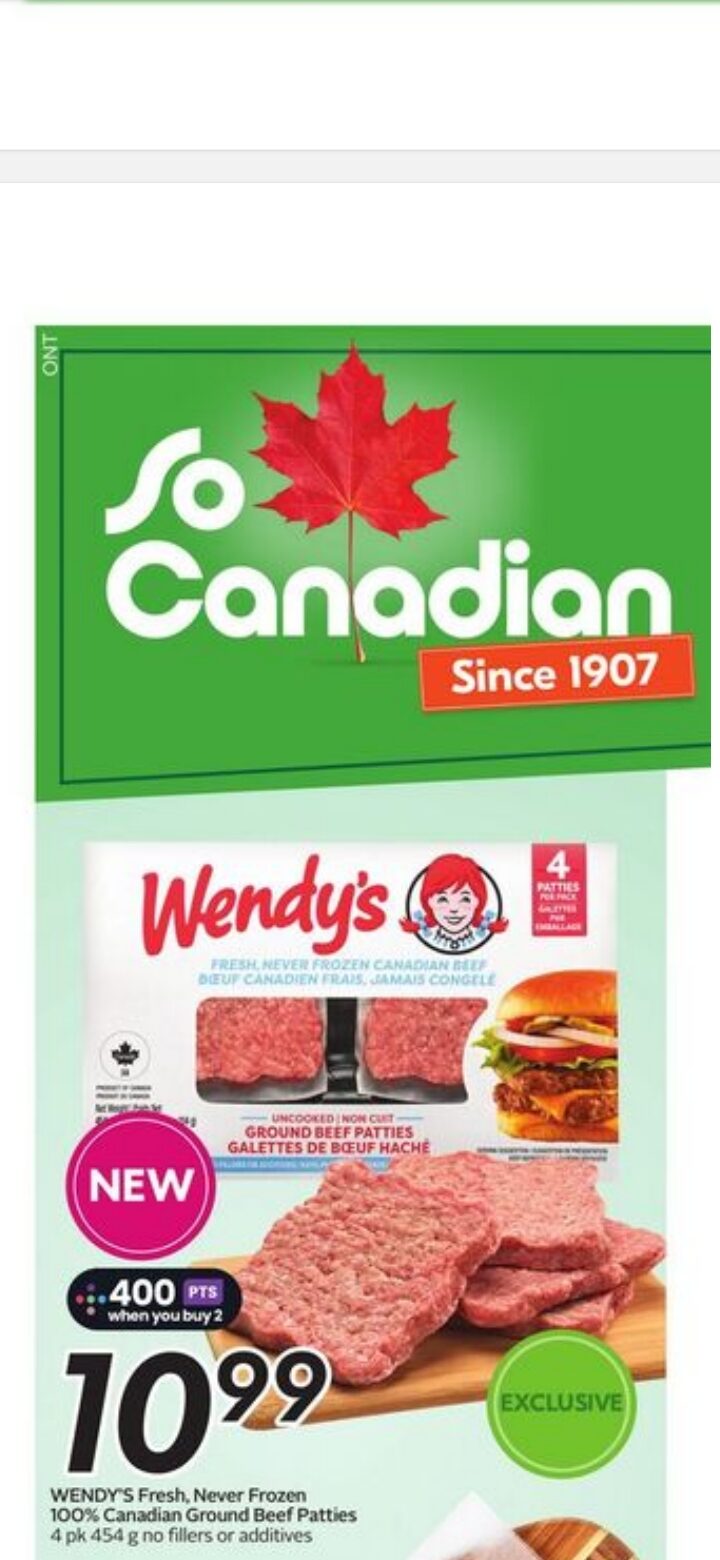 [Sobeys] ON flyer Wendy's burger patties 4 pk $10.99 July24-30 ...