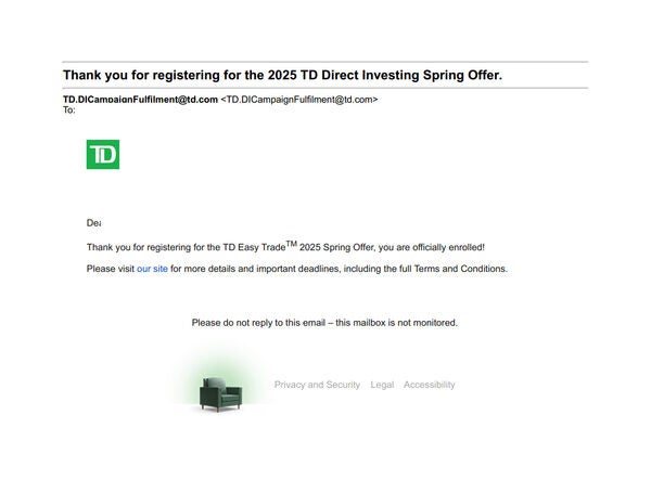 [TD Easy Trade] TD Easy Trade: $100 Award to keep $500 for ~181 days ...