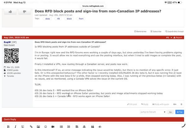 Access blocked outside of Canada blocked? - RedFlagDeals.com Forums