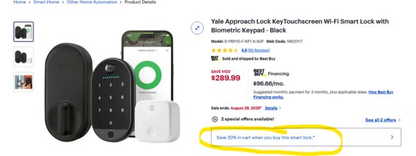 [Best Buy] [BestBuy] Yale Approach Lock Wi-Fi Smart Lock, $231.99 ...