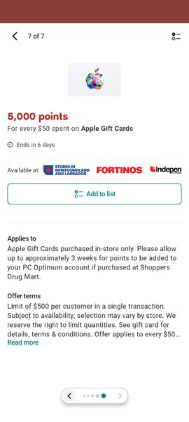[Loblaws and related stores] PC Optimum Apple Gift Card Deal - 5000 PC ...