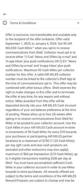 [Shell] Opt in to receive communication in Shell app to get 95 Airmiles ...