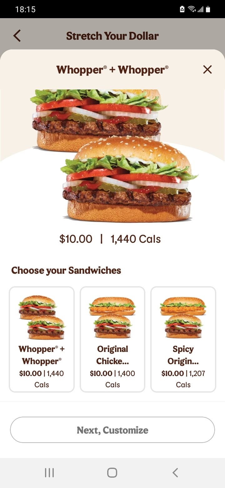 [Burger King] ON/BC (YMMV) Whopper mix and match (2 whoppers or Whopper ...