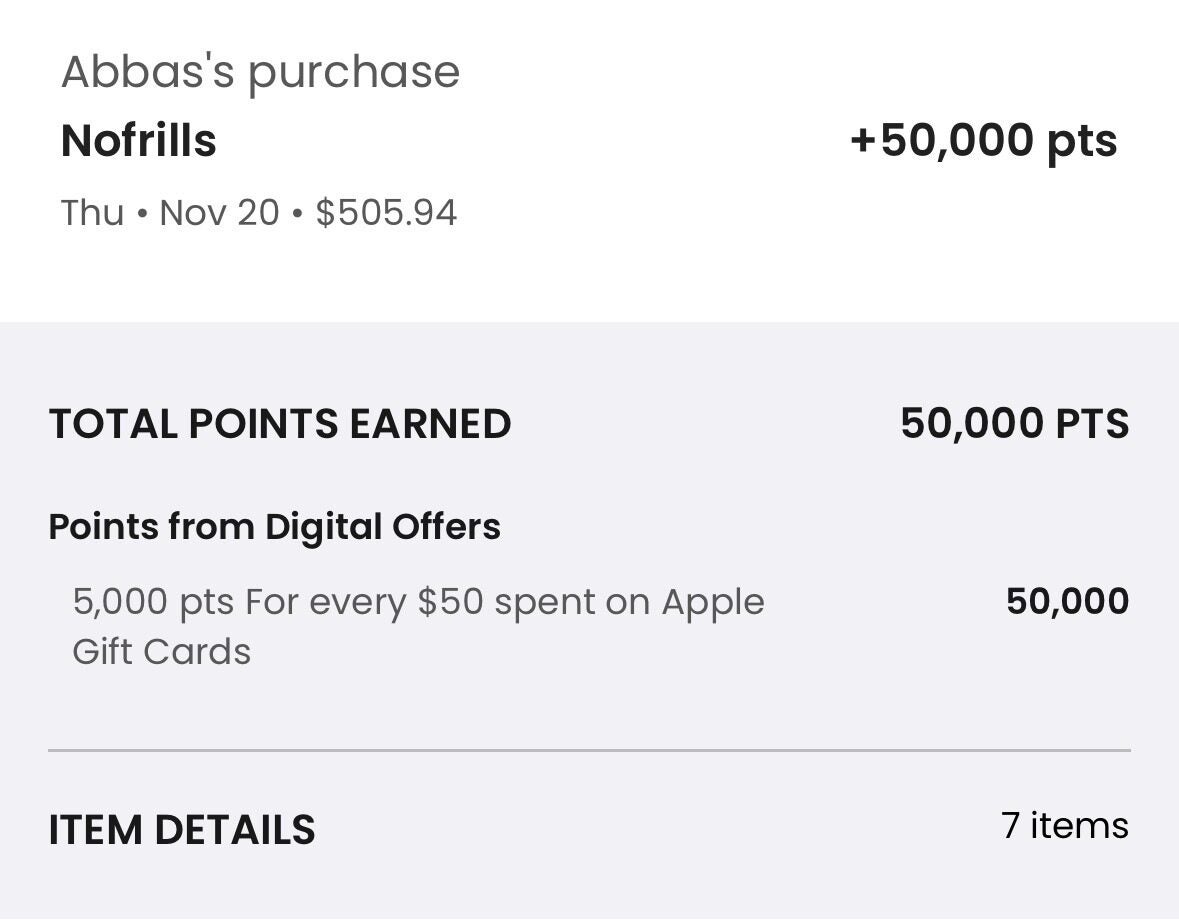 [PC Optimum] 5000 PCO points for every $50 spent on Apple Gift Cards ...