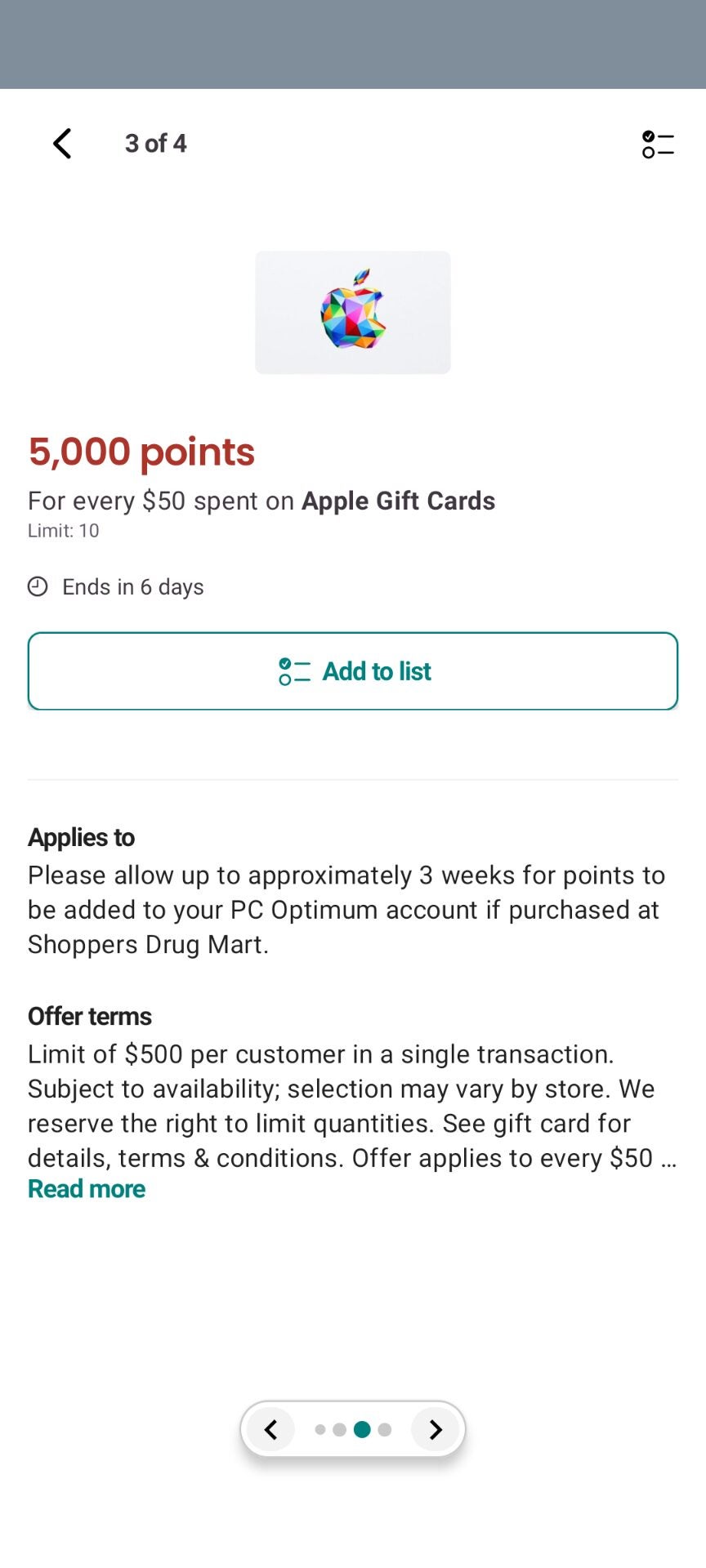 [PC Optimum] 5000 PCO points for every $50 spent on Apple Gift Cards ...