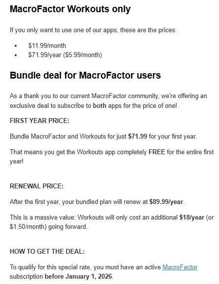 MacroFactor Nutrition + New Workouts App – First Year 2‑for‑1 Bundle ...