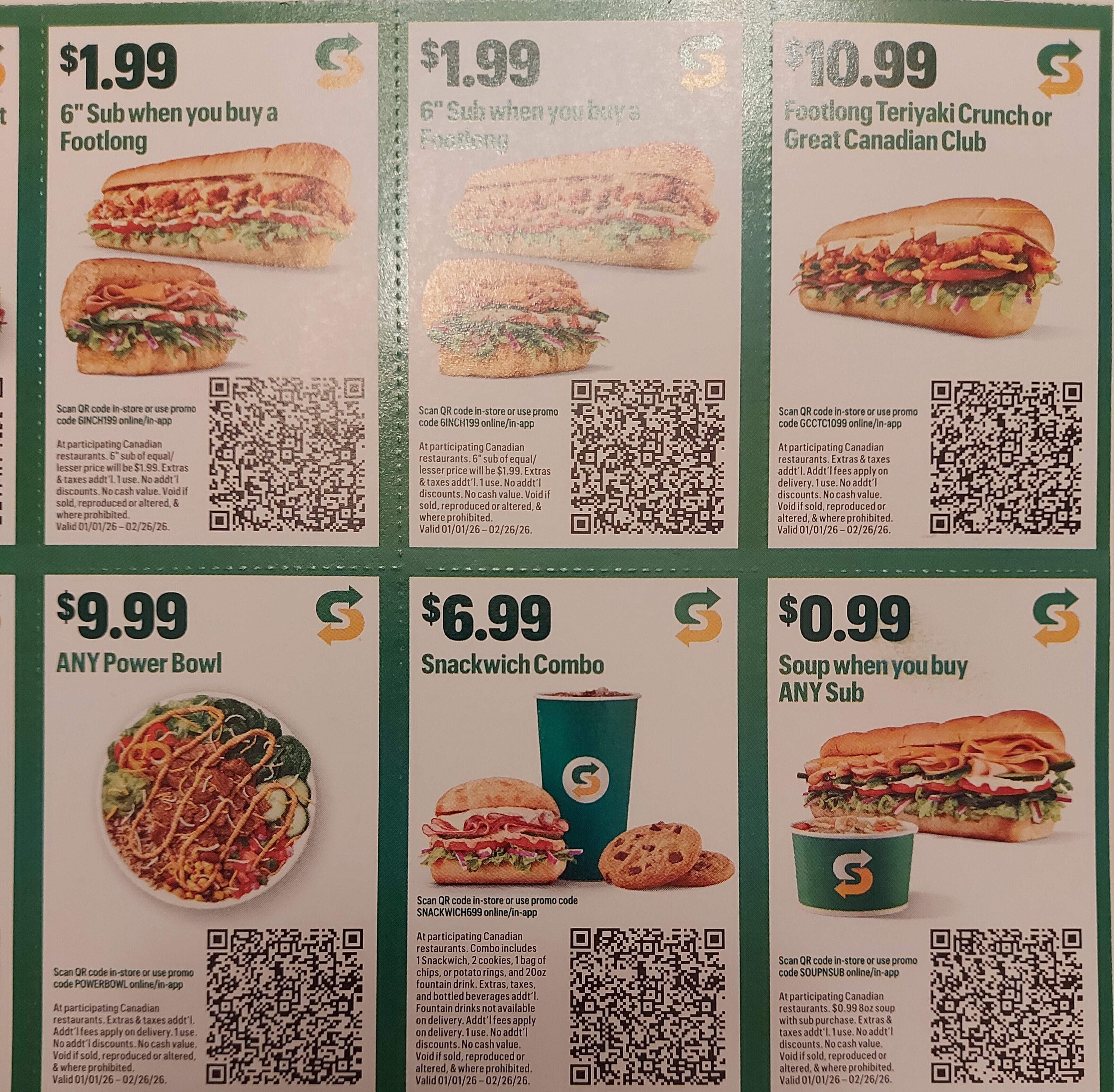 [Subway] Subway Mailer Coupons (Jan 1st until Feb 26) - RedFlagDeals ...