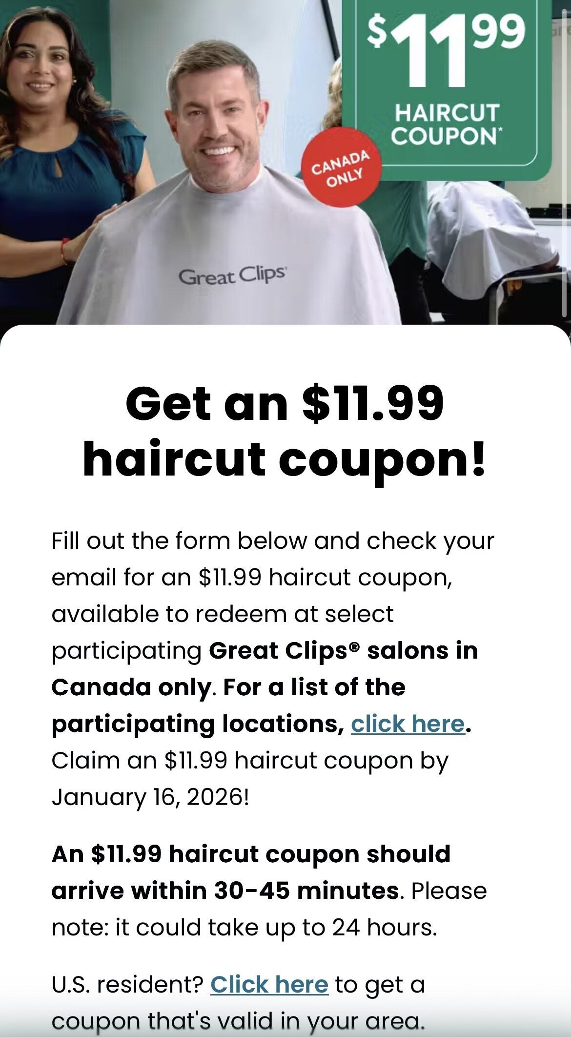 [Great Clips] Great Clips - $11.99 Haircut (select locations, YMMV ...