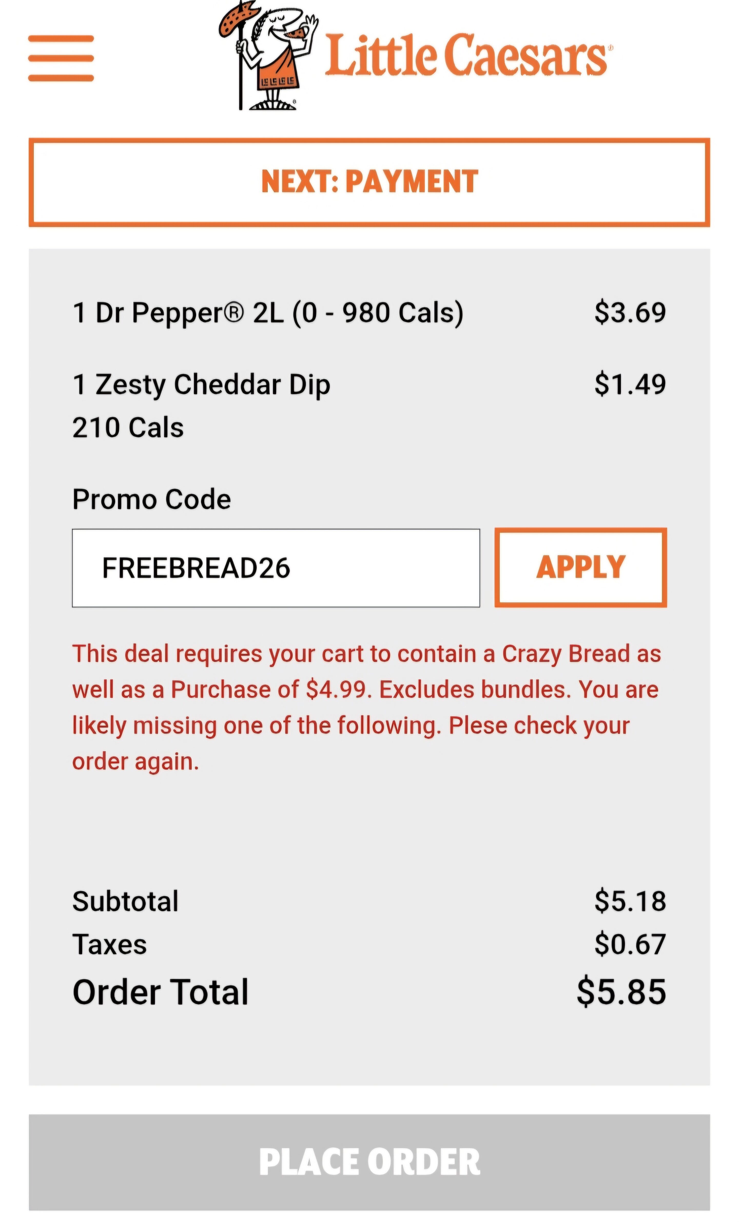 [Little Caesars] Little Caesars - Free Crazy Bread with any $4.99 ...