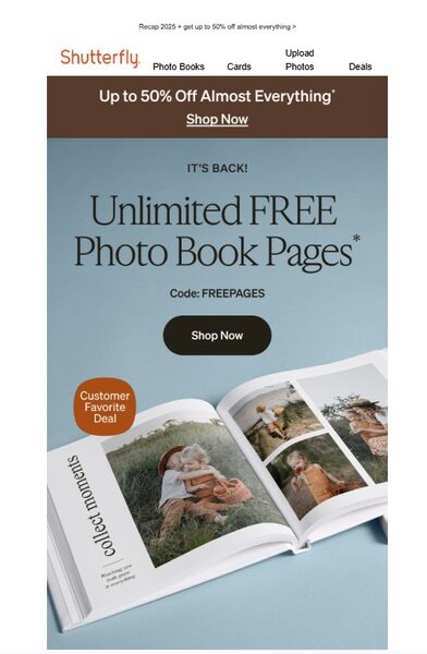 [Shutterfly] Shutterfly: The FIRST unlimited free photo book pages of ...