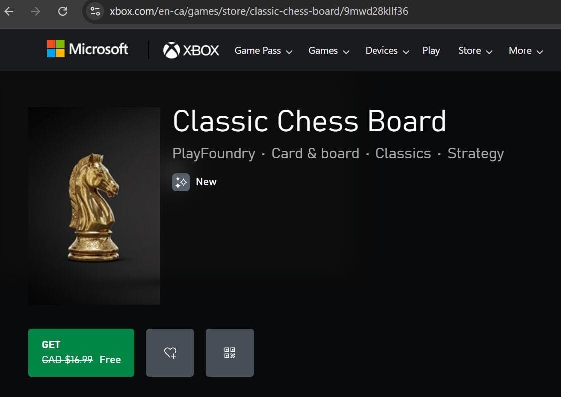 [Xbox] (PC, XB1, XS X|S) Classic Chess Board (was $16.99), Prime Chess ...