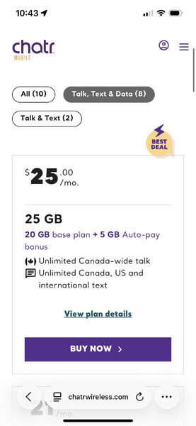 [Chatr] $25/25GB - Chatr Matching Koodo and Lucky - RedFlagDeals.com Forums