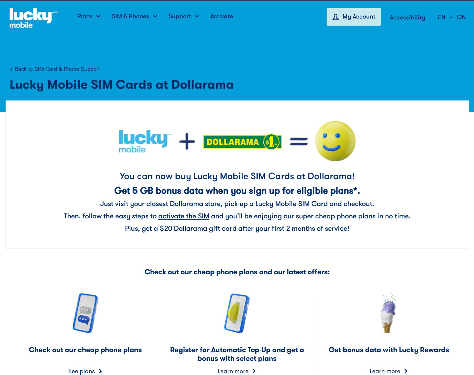 [Lucky Mobile] $25 30GB Dollarama Exclusive - $20 Gift Card - $4 SIM ...