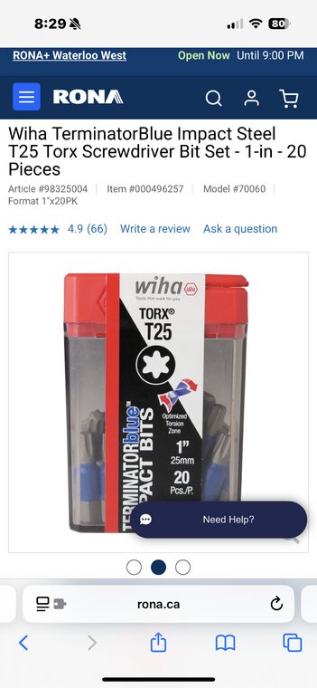 [Rona] Wiha TerminatorBlue Impact Steel T25 Torx Screwdriver Bit Set ...