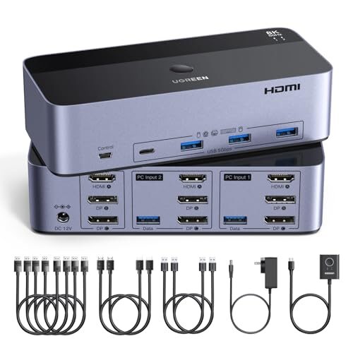 [Amazon.ca] UGreen Aluminum KVM (3 Monitors with up to 2 Computers ...